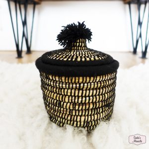 Handgemaakt Marokkaans bijoux mandje zwart, medium